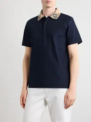 Burberry Checked Cotton-piqué Polo Shirt