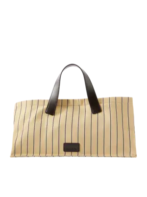 Staud Port Logo-embossed Striped Canvas Tote - Neutrals
