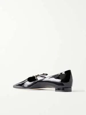 Manolo Blahnik Khafre Embellished Patent-leather Flats