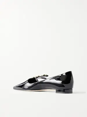 Manolo Blahnik Khafre Embellished Patent Leather Flats