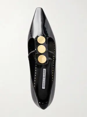Manolo Blahnik Khafre Embellished Patent Leather Flats