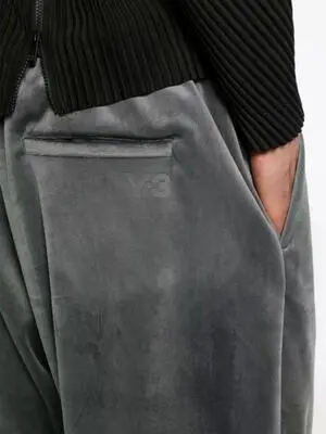Y3 Logo-print Wide-leg Velvet-texture Trousers