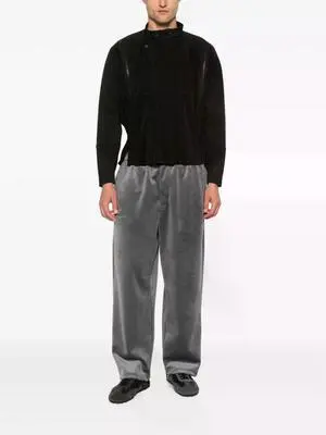 Y3 Logo-print Velvet Wide-leg Trousers
