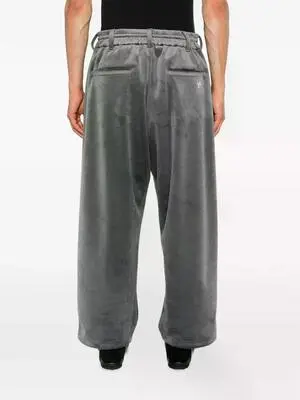 Y3 Logo-print Velvet Wide-leg Trousers
