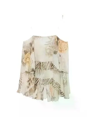 ANNA MOLINARI Floral-print Tiered Silk Blouse