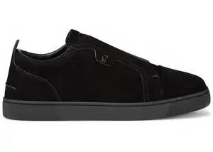 CHRISTIAN LOUBOUTIN Christian Louboutin St Louis Velvet Calf Leather Slip-On Sneakers - Black