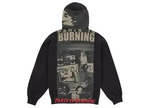 Supreme Paris Is Burning Zip Up Hooded Sweatshirt - Black