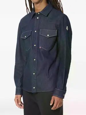 Moncler Logo-patch Denim Overshirt - Blue