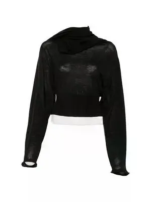 Rick Owens Draped-neck Ribbed Top - Black