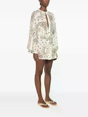VENUJA Paisley-print Cut-out Mini Dress
