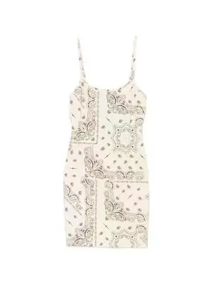 VENUJA Paisley-print Rhinestone-embellished Mini Dress - Neutrals