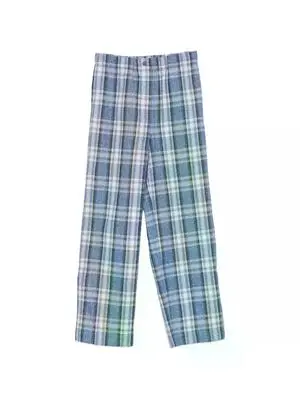 A.M.G. Check-pattern Wide-leg Trousers - Blue