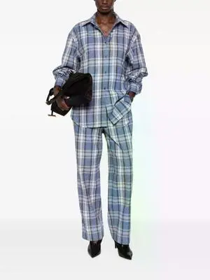 A.M.G. Check-pattern Wide-leg Trousers