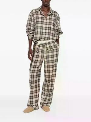 A.M.G. Check-pattern Wide-leg Trousers - Neutrals