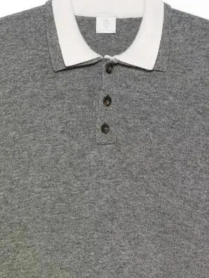 Eleventy Contrast-collar Long-sleeve Polo Shirt