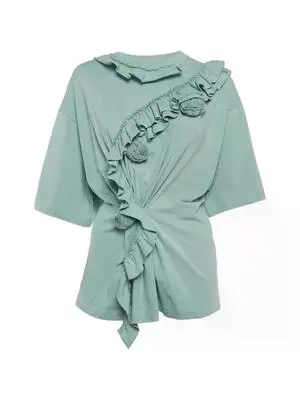 Dries Van Noten Ruffled Floral-applique T-shirt