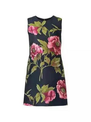 Carolina Herrera Peony-jacquard Shift Dress - Blue
