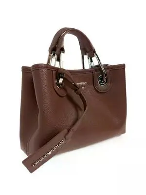 Emporio Armani Logo-printed Pebbled-effect Tote Bag - Brown