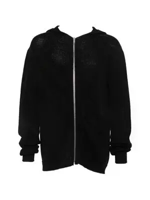 Rick Owens Ribbed-knit Zip-up Hoodie - Black