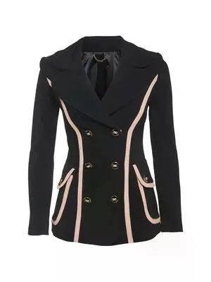 Elisabetta Franchi Double-breasted Contrast-trim Blazer - Black