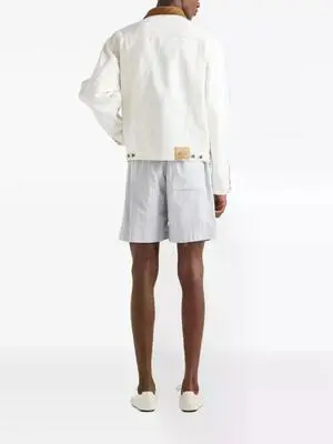 Prada Denim Jacket With Leather Trim