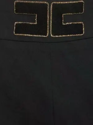 Elisabetta Franchi Crepe Wide-leg Trousers With Gold-tone Logo Detail