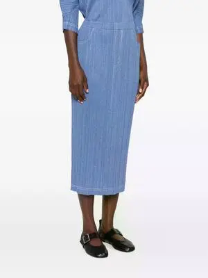 Issey Miyake Pleated Denim Midi Skirt