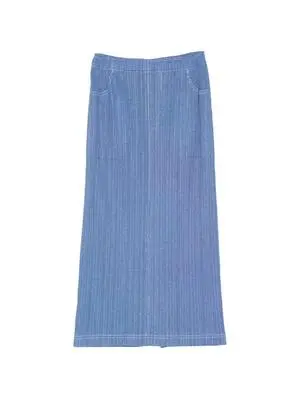 Issey Miyake Denim Effect Midi Skirt - Blue