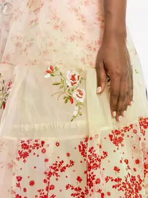 Simone Rocha Patchwork Floral-embroidered Midi Skirt
