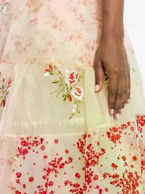 Simone Rocha Patchwork Floral Embroidered Midi Skirt