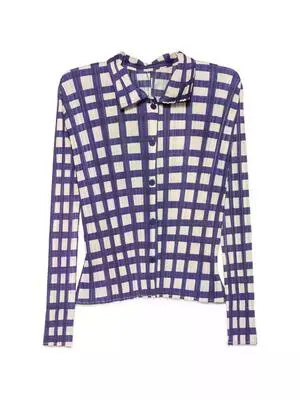 Issey Miyake Basket Plissé-effect Checked Shirt