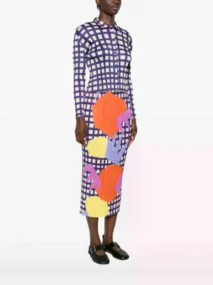 Issey Miyake Basket Plissé-effect Checked Shirt