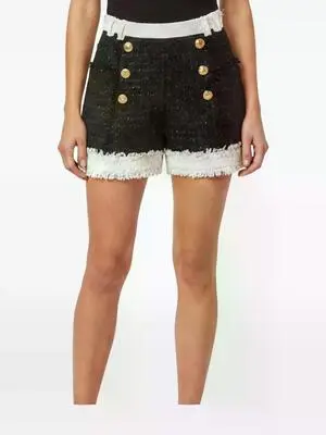 Balmain Embellished-details Tweed Shorts - Black