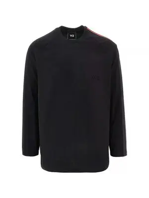 Y3 Raglan-sleeve Side-stripe T-shirt - Black