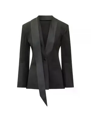 Attico Asymmetrical Scarf Lapel Blazer