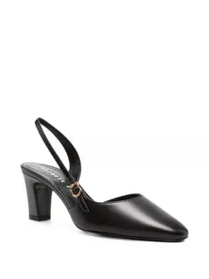 HERBERT LEVINE Ask Around Buckle-detail Slingback Leather Heeled Pumps