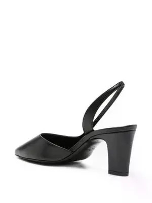 HERBERT LEVINE Ask Around Buckle-detail Slingback Leather Heeled Pumps