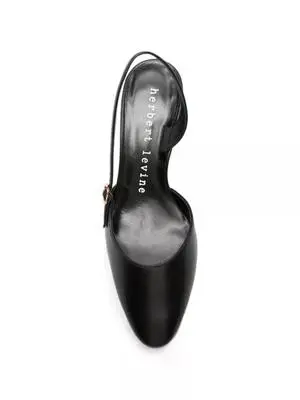 HERBERT LEVINE Ask Around Buckle-detail Slingback Leather Heeled Pumps