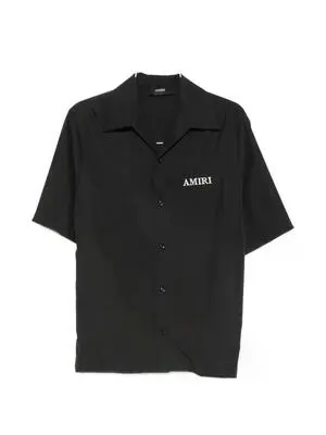 Amiri Logo-embroidered Camp-collar Shirt - Black