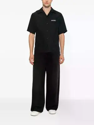 Amiri Logo-embroidered Camp-collar Shirt - Black