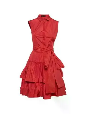 Carolina Herrera Tiered Belted-waist Mini Dress - Red