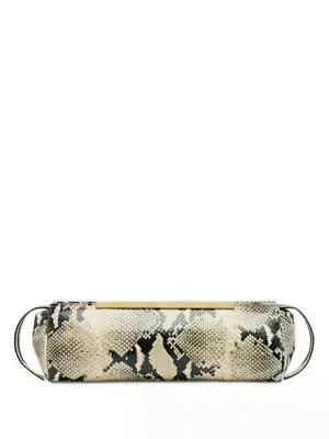 Khaite Snake-effect Leather Clutch Bag - Neutrals