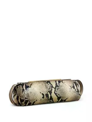 Khaite Snake-effect Leather Clutch Bag - Neutrals