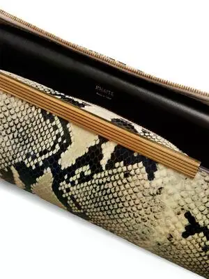 Khaite Snake-effect Leather Clutch Bag - Neutrals