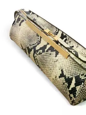 Khaite Snake-effect Leather Clutch Bag - Neutrals