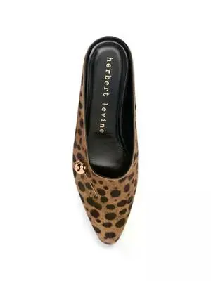 HERBERT LEVINE Sleep On It Leopard-print Leather Mules