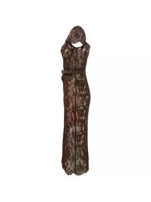 SELF-PORTRAIT Belted Floral-lace Midi Dress