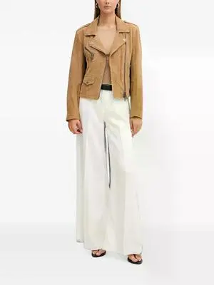 VICOLO Fringe-detail Suede Biker Jacket