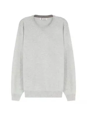 Brunello Cucinelli Crew-neck Ribbed-trim Sweater - Grey