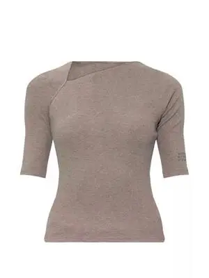 MAISON MARGIELA Asymmetrical-neck Ribbed-knit Sweater - Neutrals